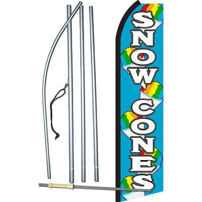 Snow Cones Bl/Wht Flag with Flag Pole and Spike | eBay