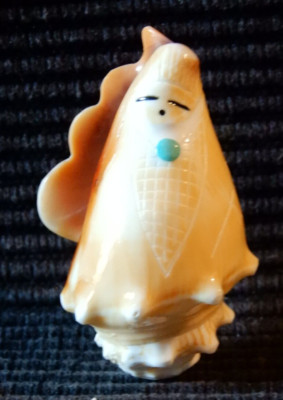 DANIEL CHATTIN Cameo Cut SeaShell Corn Maiden Fetish 2 3/4" Turquoise ...