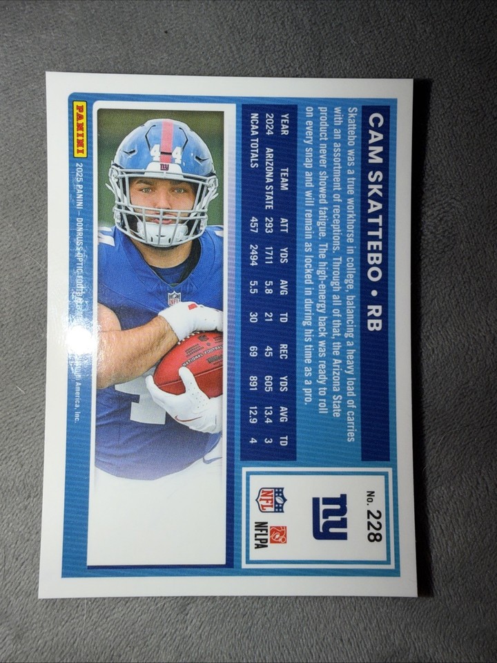 2025 Donruss Optic CAM SKATTEBO #228 Rated Rookie Base - New York ...