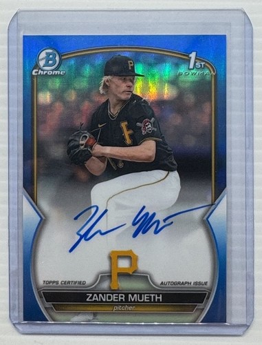 2023 Bowman Chrome Draft Zander Mueth Blue Refractor 1st Prospect Auto ...