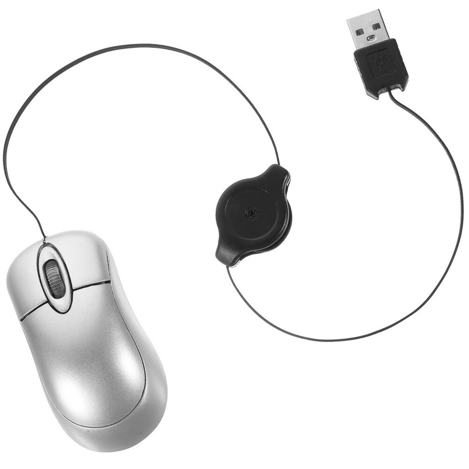 Mini USB Mouse Compact Travel Optical Mouse Retractable Cord for ...