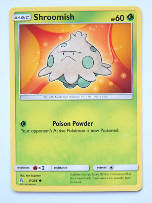 Shroomish 5/236 (NM, Pokemon Card, Unified Minds, 2019, Grass, Common ...