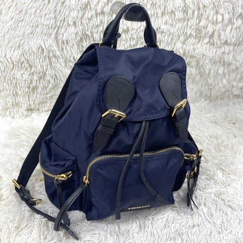 Burberry Navy Nylon Backpack Gold Hardware Quilted Ladies | eBay