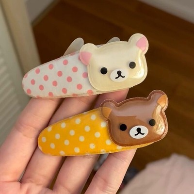 1pc Kawaii Rilakkuma Bangs Side Clip Cartoon Cute Wave Point BB Hair ...