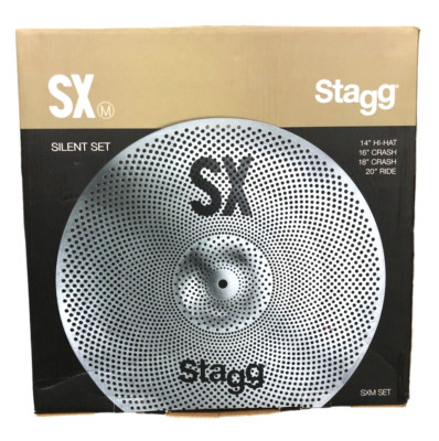 Stagg SX Quiet Practice Drum Set Cymbals, 14" Hi-Hat, 16" & 18" Crash ...