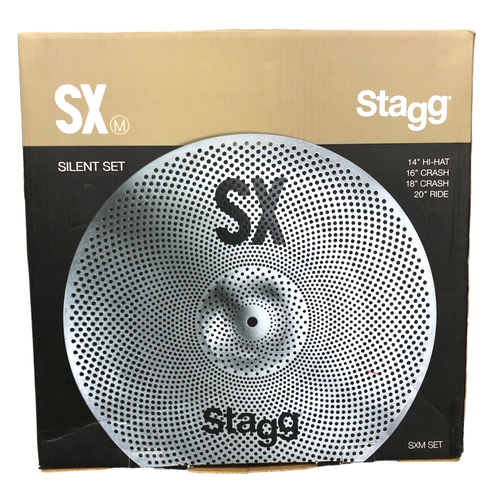 Stagg SX Quiet Practice Drum Set Cymbals, 14" Hi-Hat, 16" & 18" Crash ...