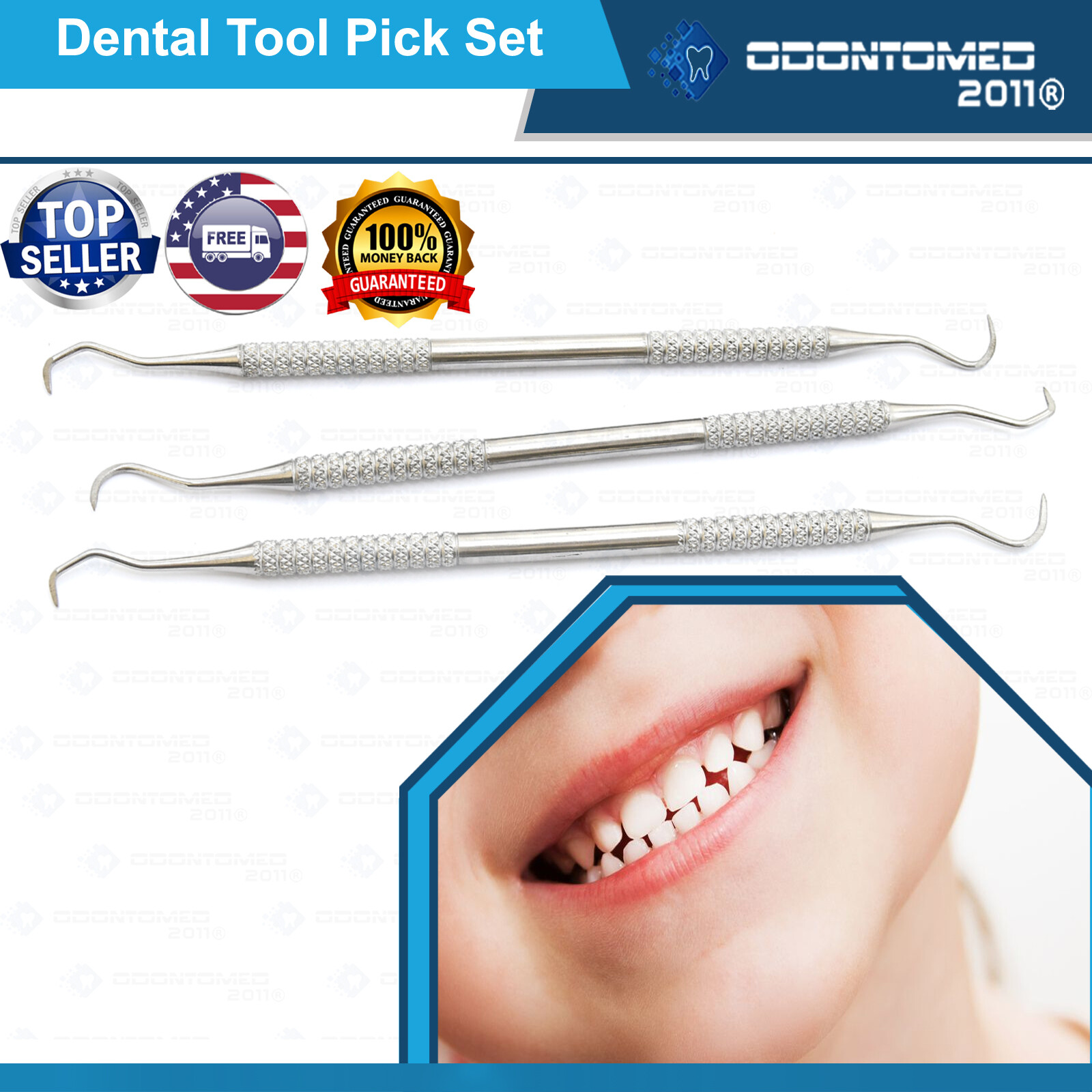 Dentist Pick Tool Sickle Scaler-set Of 3 H6/h7 Pro Dental Hand ...