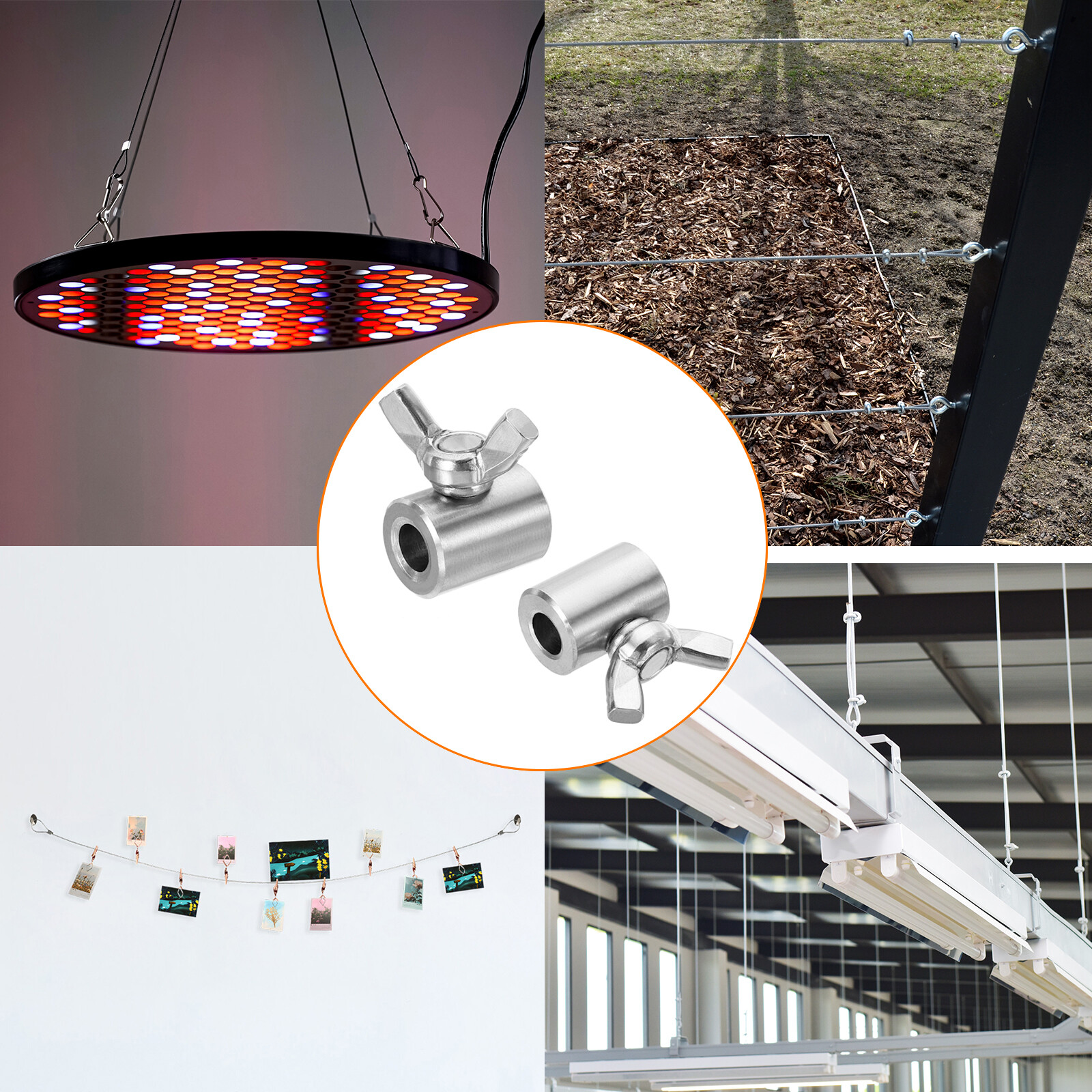 2Stk 304 Edelstahl 7mm ID Hand Schraube Klemme Draht Seil für 2-3mm ...