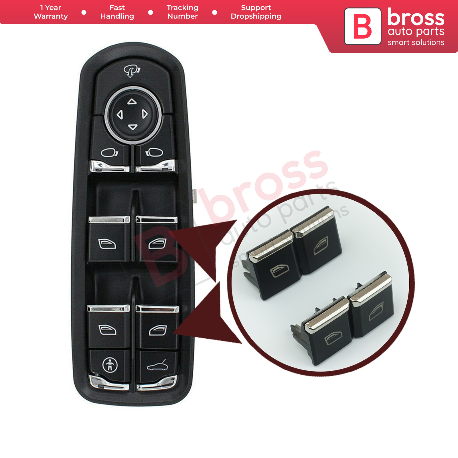 4X Window Main Switch Button Cap Cover 7PP959858R DML REPLACEMENT for ...