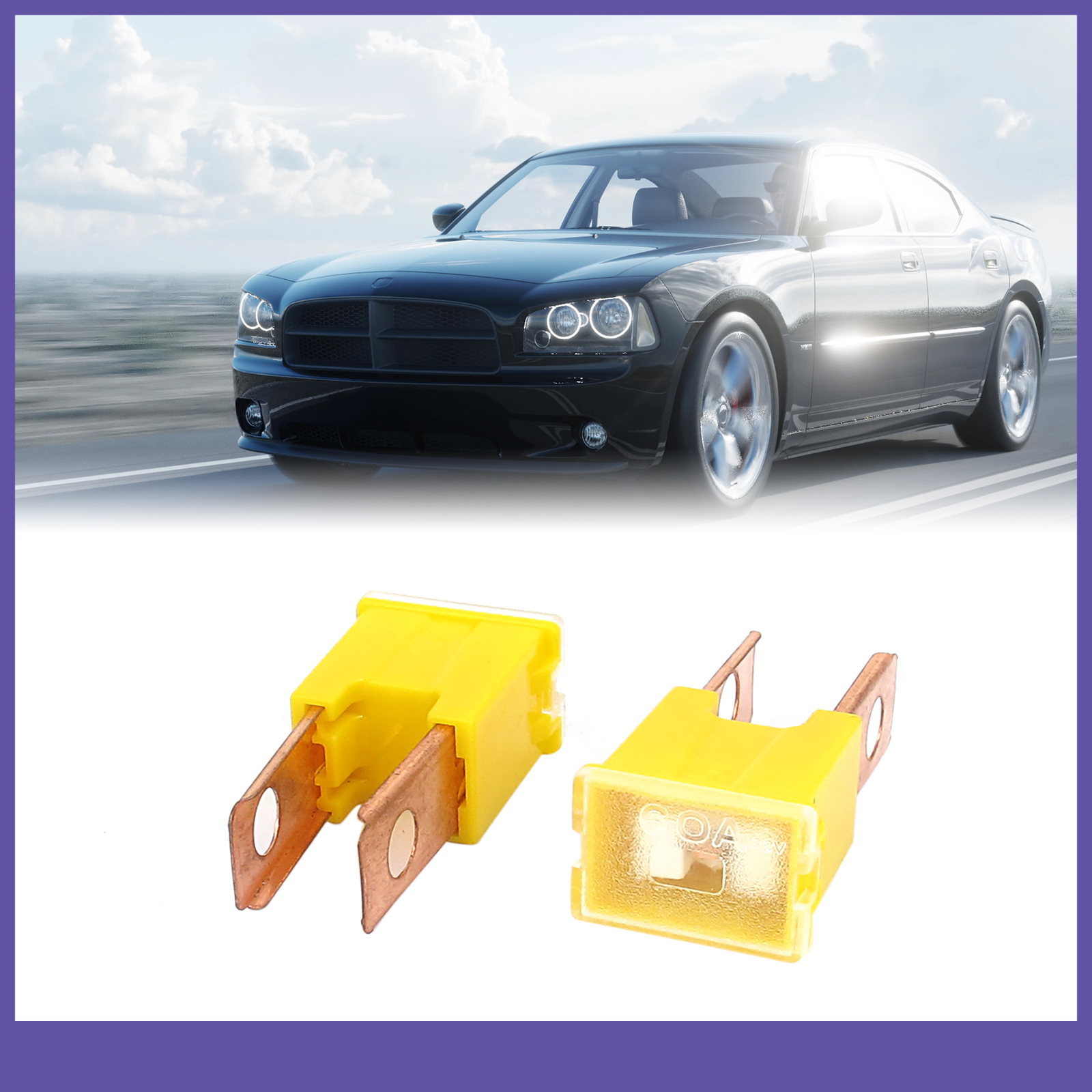 TWO Auto Car 60A 32V Male PAL 2 Straight Blade Slow Blow Fuse Yellow | eBay