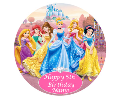 Disney Princess Edible Icing Cake Topper PRE-CUT to 19cm Personalised ...