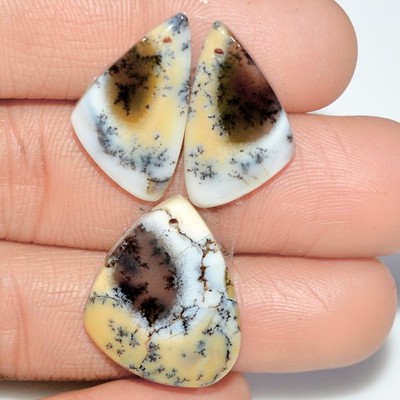 29 Cts Natural Dendrite Agate Cabochon Front Drill Earring & Pendant ...
