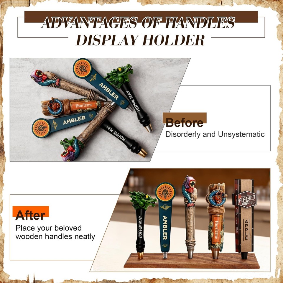 Beer Tap Handle Display, Holds 5 Tap Handles Tabletop Beer Handle ...