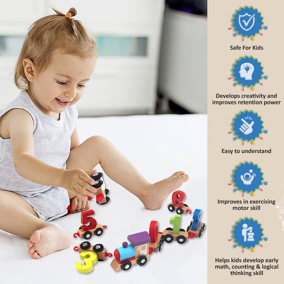 Wooden Number Train Puzzle for Kids Learning Educational Toys | eBay