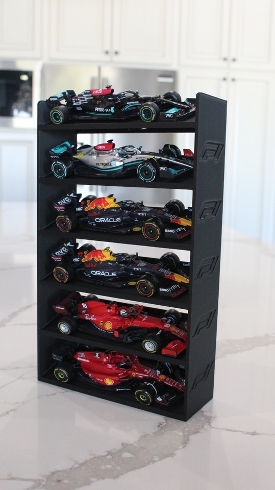 6 Car Angled 1:43 1/43 F1 Race Car Display Stand Wall Mount Hanging ...