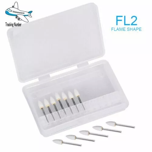12pcs Dental Flame White Stone Polishing FG Burs Fl2 Abrasion Point Bur ...