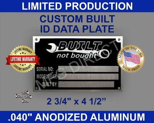 SERIAL NUMBER VIN ID DATA PLATE CUSTOM BUILT NOT BOUGHT (BLANK ...
