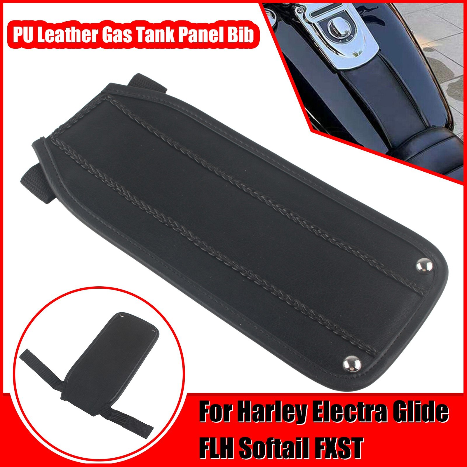 Gas Tank Panel Bib For Harley Electra Glide FLH Softail FXST Black PU ...