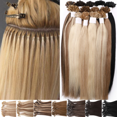 Keratin Fusion Pre Bonded Tips Nail U Tip Glue 100% Remy Human Hair ...