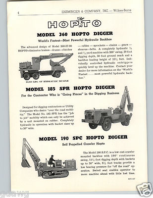 1957 PAPER AD 2 PG Hopto Model 360 Digger Crawler Tractor Dozer ...