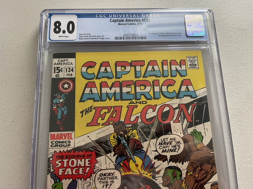 CAPTAIN AMERICA 134 CGC 8.0 WP BRONZE AGE 1st APP STONE-FACE 1ST CAP ...