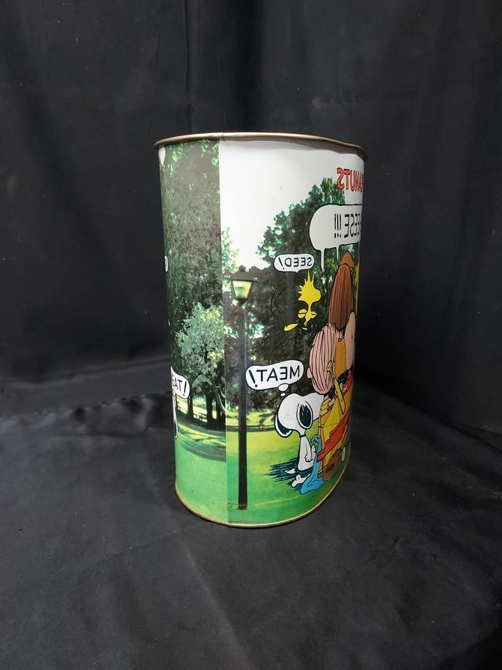 Vintage Cheinco 1966 Peanuts Metal Trash Can, Charlie Brown Snoopy Lucy ...