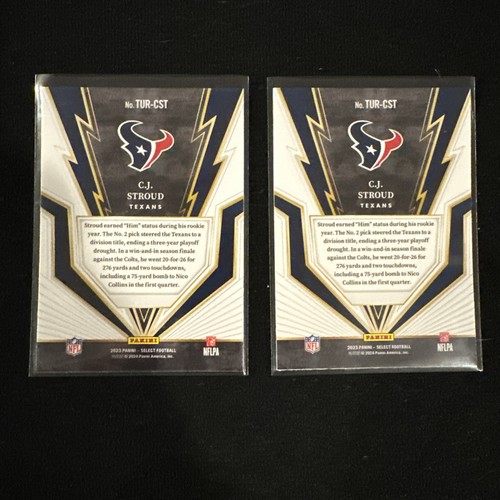(2) 2023 Select C.J. Stroud Turbo Charged #TUR-CST RC Texans (2 Cards ...