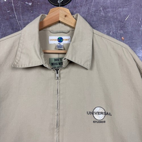 Vintage Universal Studios Jacket Men's Tan XL Embroidered Zip Up Jacket ...