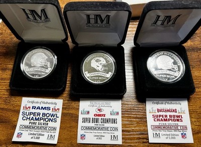Highland Mint LOT 3 Silver Super Bowl Commemorative Game Coins 1oz ...