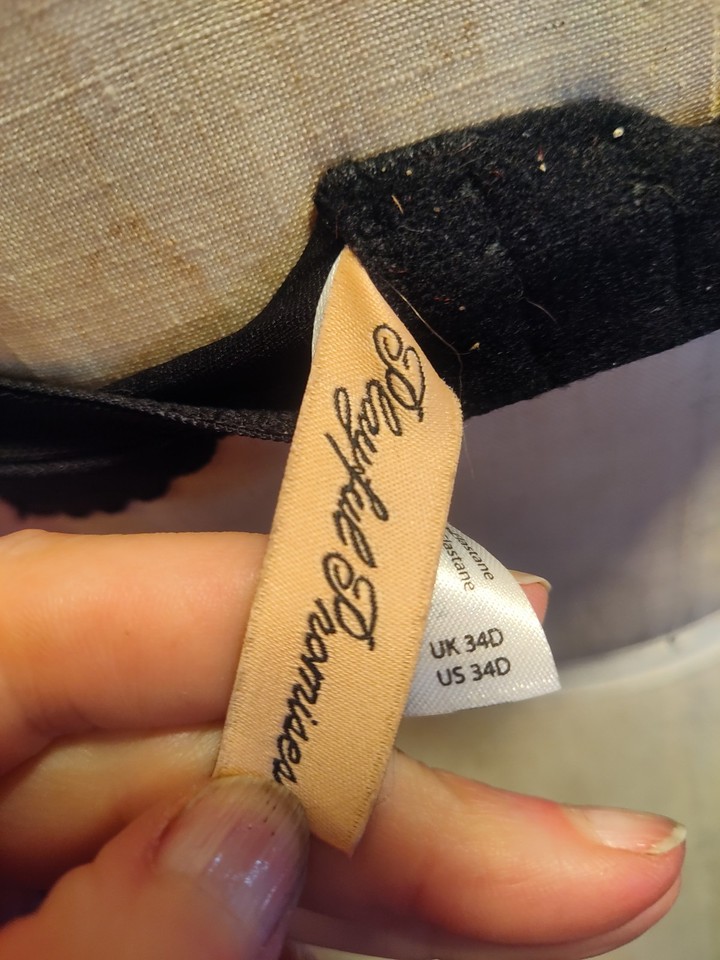 Playful Promises Black Satin Strappy Bra 34D | eBay