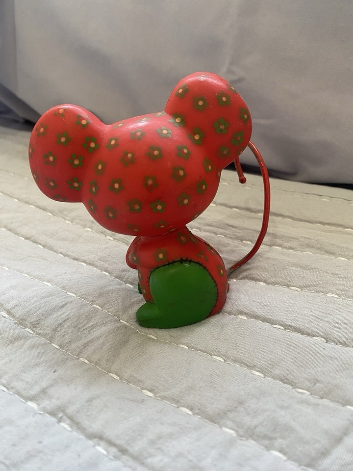 Vintage Hallmark 1977 Christmas Red Calico Mouse Stocking Hanger 3.5 ...