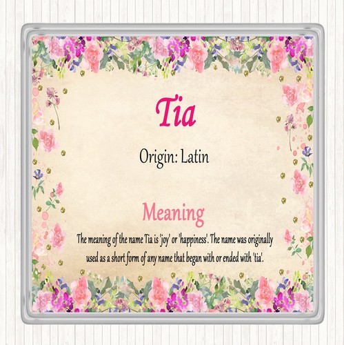 Tia Name Meaning Drinks Mat Coaster Floral | eBay