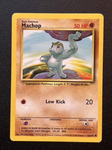Machop 52/102 C TCG Unlimited Base Set Pokemon Card MP | eBay