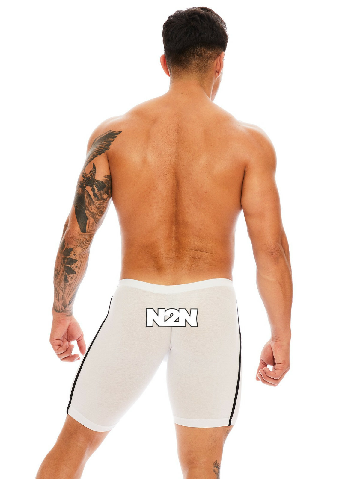 N2N Bodywear Men white cotton hero biker shorts Activewear size L XL | eBay