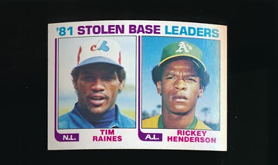 1982 Topps #164 '81 Stolen Base Leaders * Tim Raines/Rickey Henderson ...