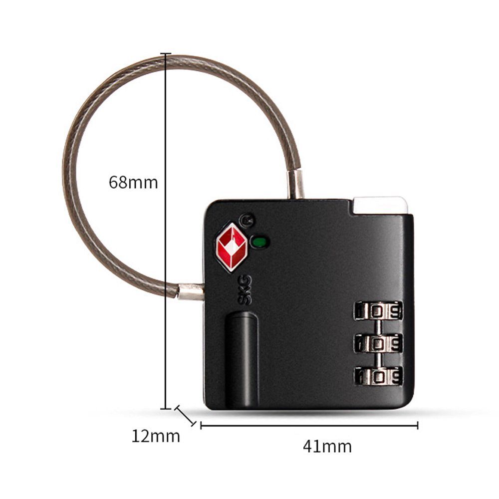 3 Digit Combination Lock TSA Customs Wire Lock Safely Code Lock Anti ...