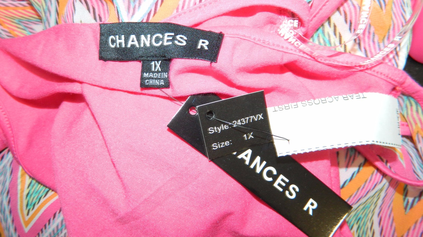 Chances R Women Plus Size 1x 2x 3x Sheer Chiffon Chevron Pink Swing ...