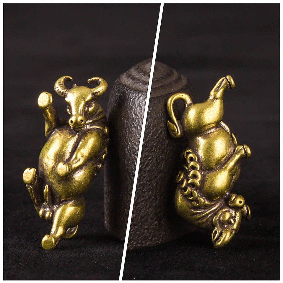 2 Pc Home Decor Figurines Bull Desk Statue Decoration Desktop Ornament ...