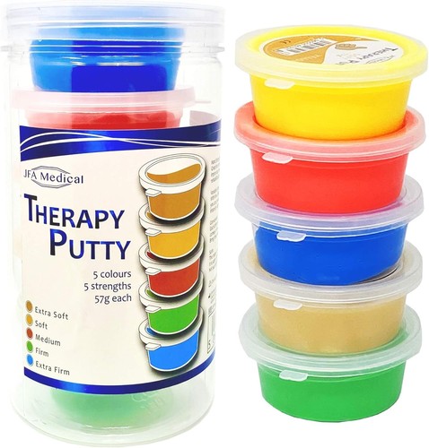 JFA Medical Therapy Exercise Putty 5 Strengths - Extra Soft, Soft ...