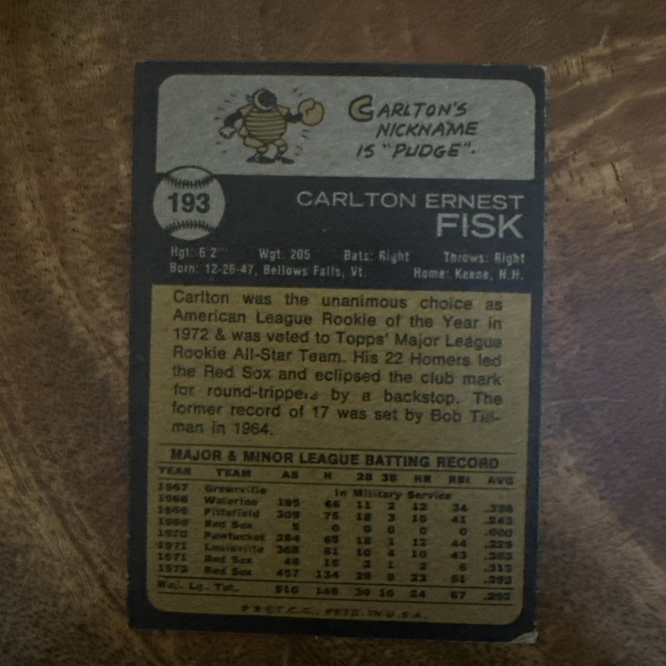 1973 Topps - Carlton Fisk #193 | eBay