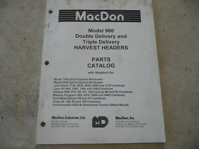 MacDon 960 HEADER PARTS CATALOG Manual | eBay