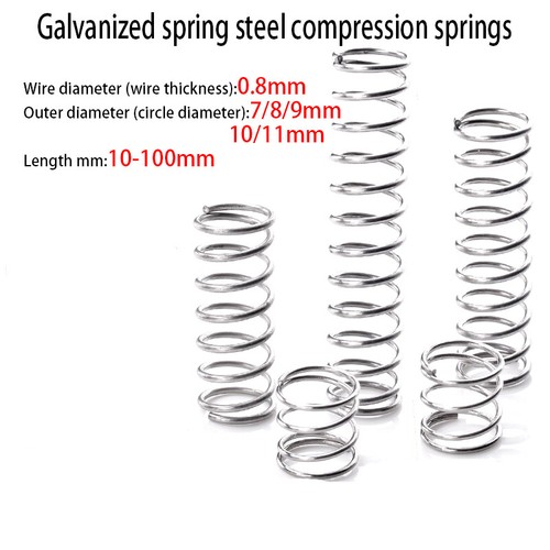 Compression Spring Galvanized 0.8mm Diameter & 10-100mm Length Pressure ...