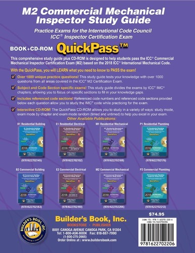 M2 Commercial Mechanical Inspector QuickPass Study Guide Based on 2018 IMC by Builder's Book ...