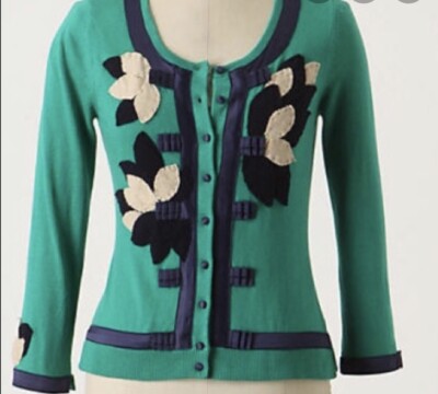 Anthropologie Field Flower Cardigan Sweater M Floral Green Remaining ...