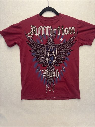 Y2K Affliction T Shirt Red Rush Eagle Shield Size Small Georges St ...