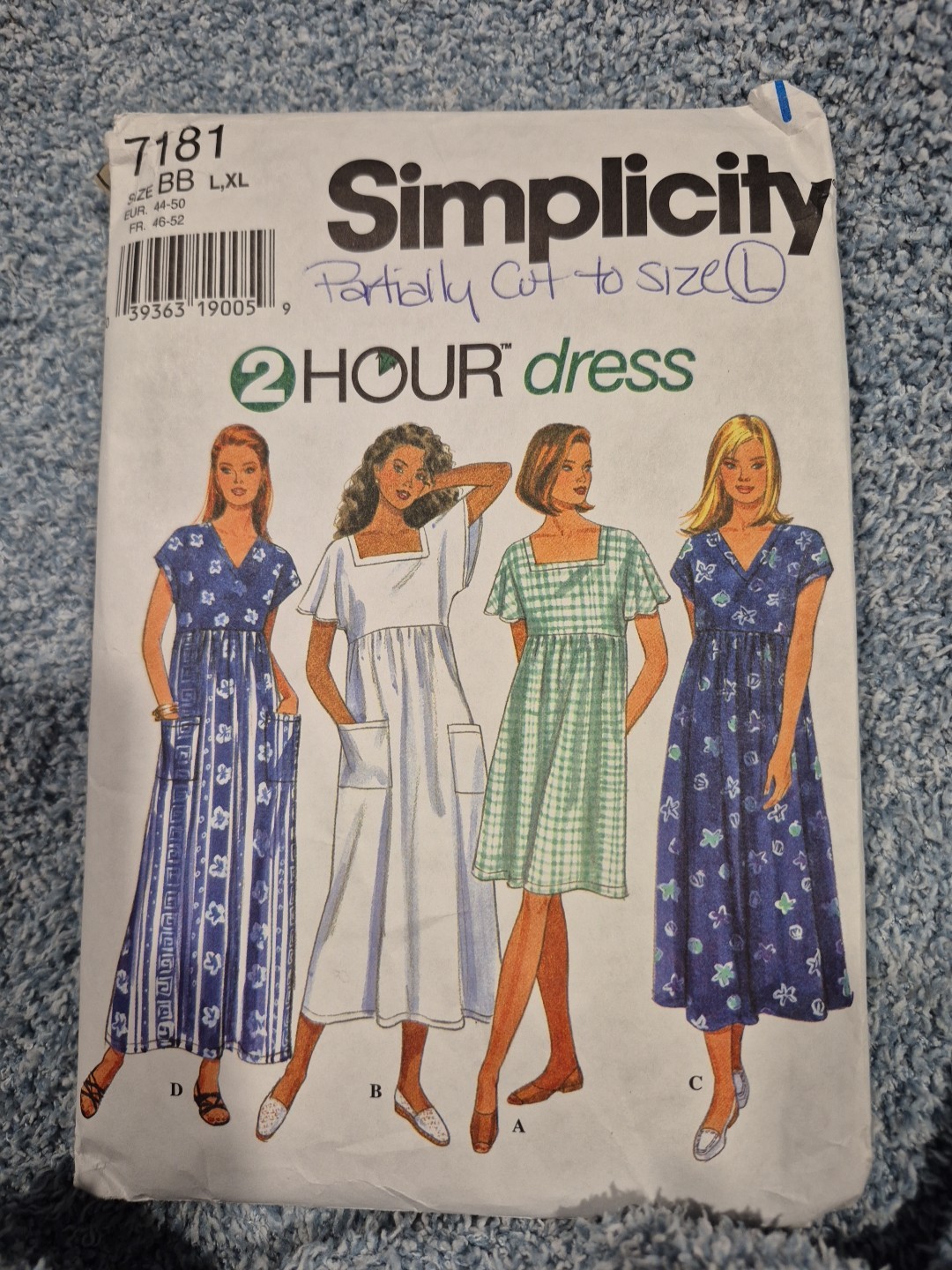 Loose Fit 2 HR Empire Waist Dress Pattern~Simplicity 7181~SZ~Cut to SZ ...