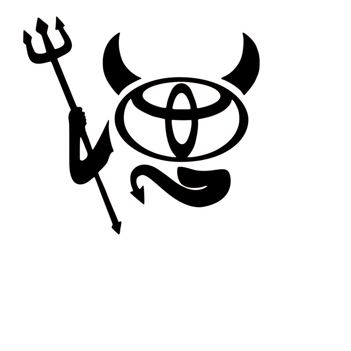 Toyota Devil Logo Red Flame Toyota Horns Decal / Sticker
