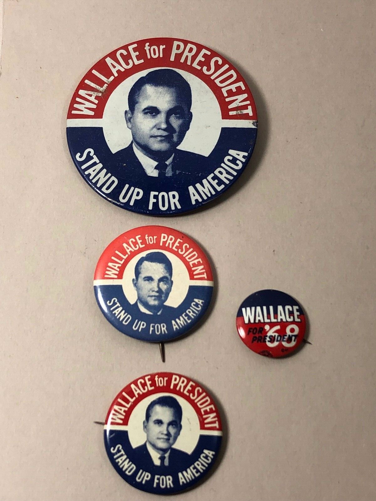 VTG Wallace Presidential Political Campaign Buttons Pins Lot of 4 pcs ...