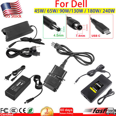For Dell Laptop Charger Power Adapter USB C/ Type C, 7.4mm/ 4.5mm ...