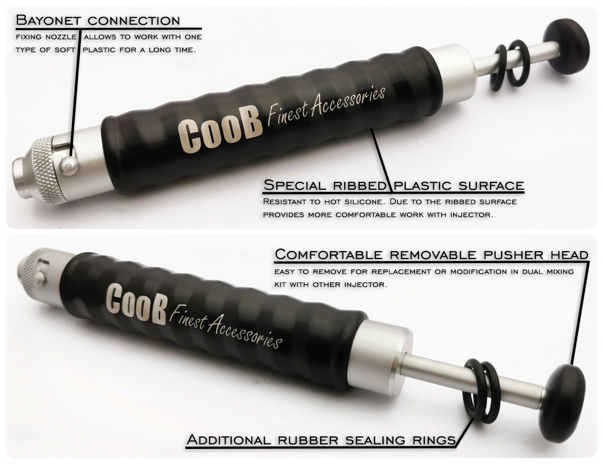 CooB Aluminium Injector for Soft Plastic Fishing Lure Bait Mold 45 ml ...